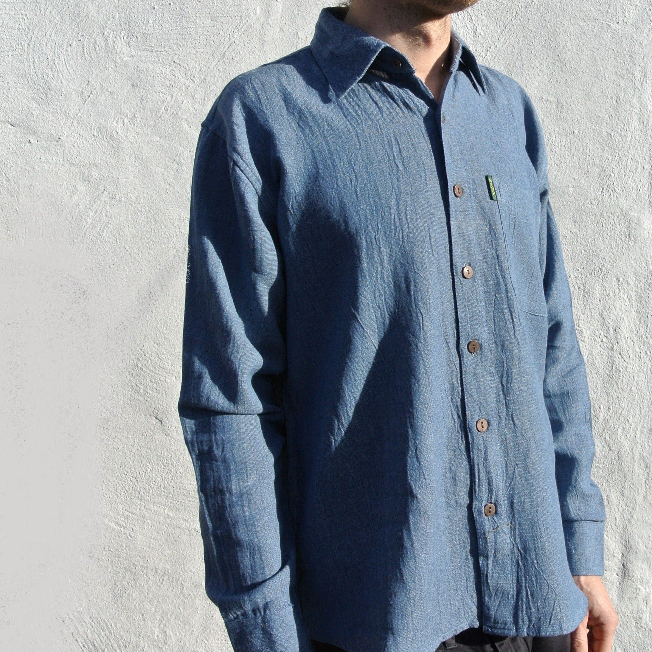 Men's Blue Hemp Shirt - Everyday Wear – Heaven Hemp